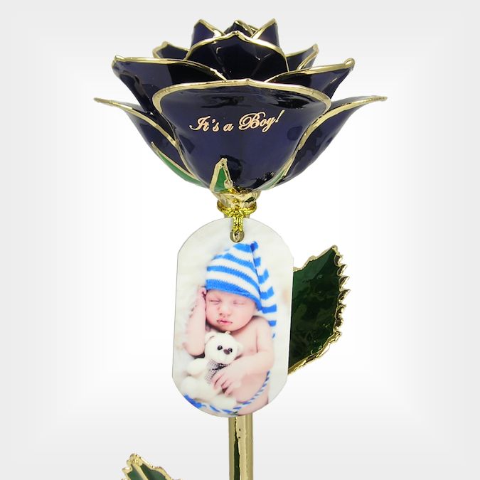 Newborn Gift: Personalized It's A Boy Photo Rose: Love Is A Rose